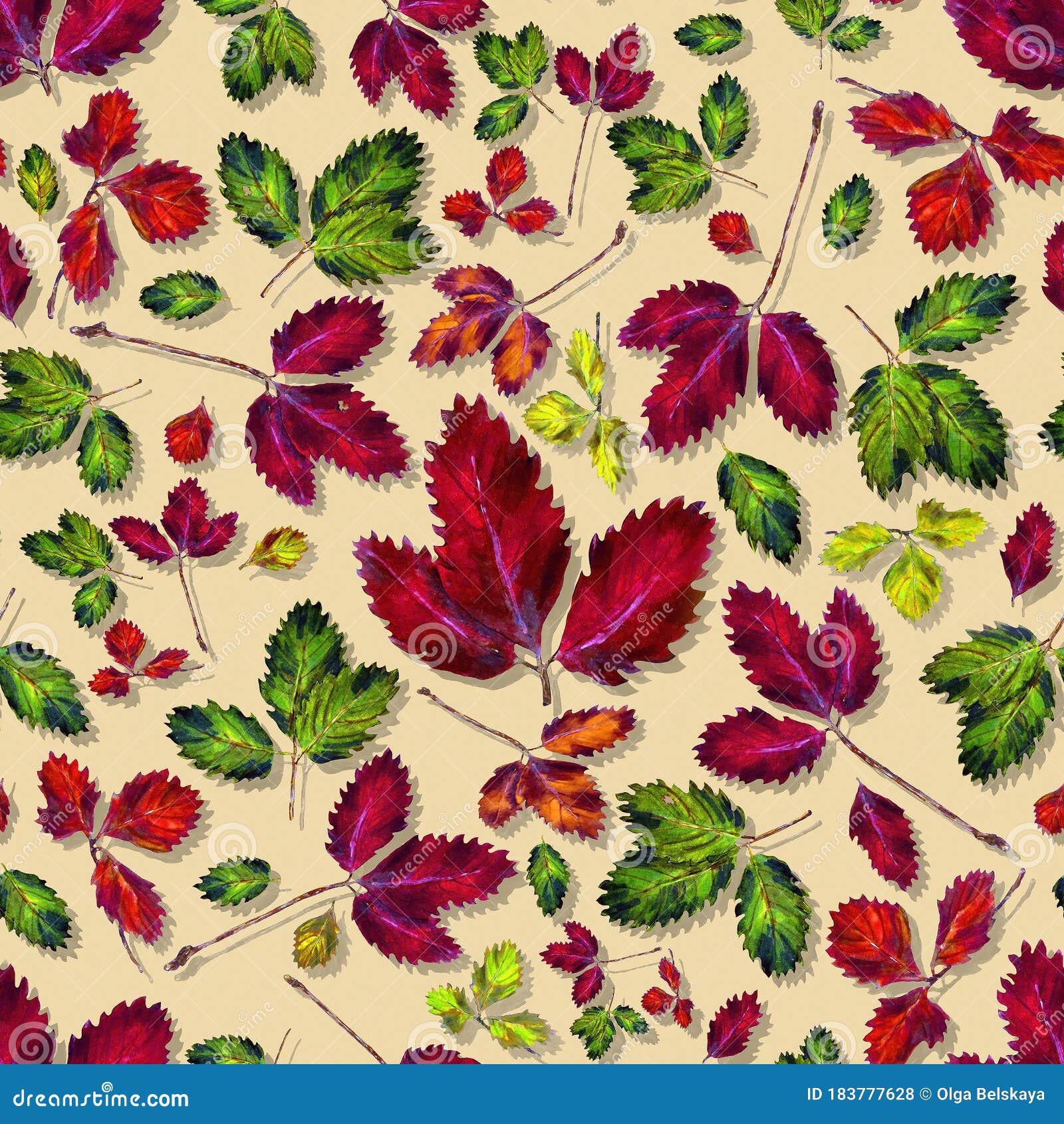 Handmade Seamless Pattern with Wild Leaves. Stock Illustration ...