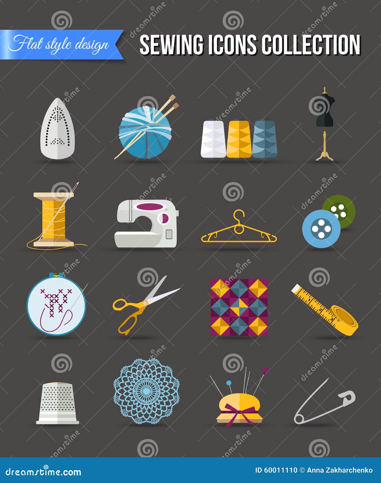 Handmade and Sewing Icons Set. Flat Style Design Stock Vector ...