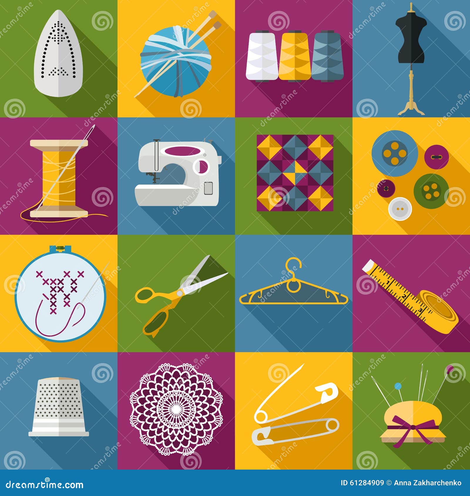 Handmade and Sewing Icons Set. Flat Style Design Stock Vector ...