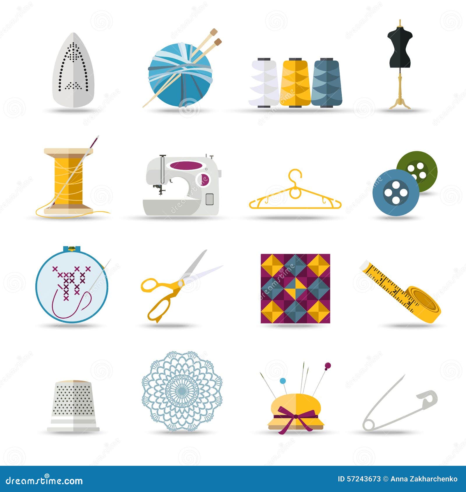 Handmade and Sewing Icons Set. Flat Style Stock Vector - Illustration ...