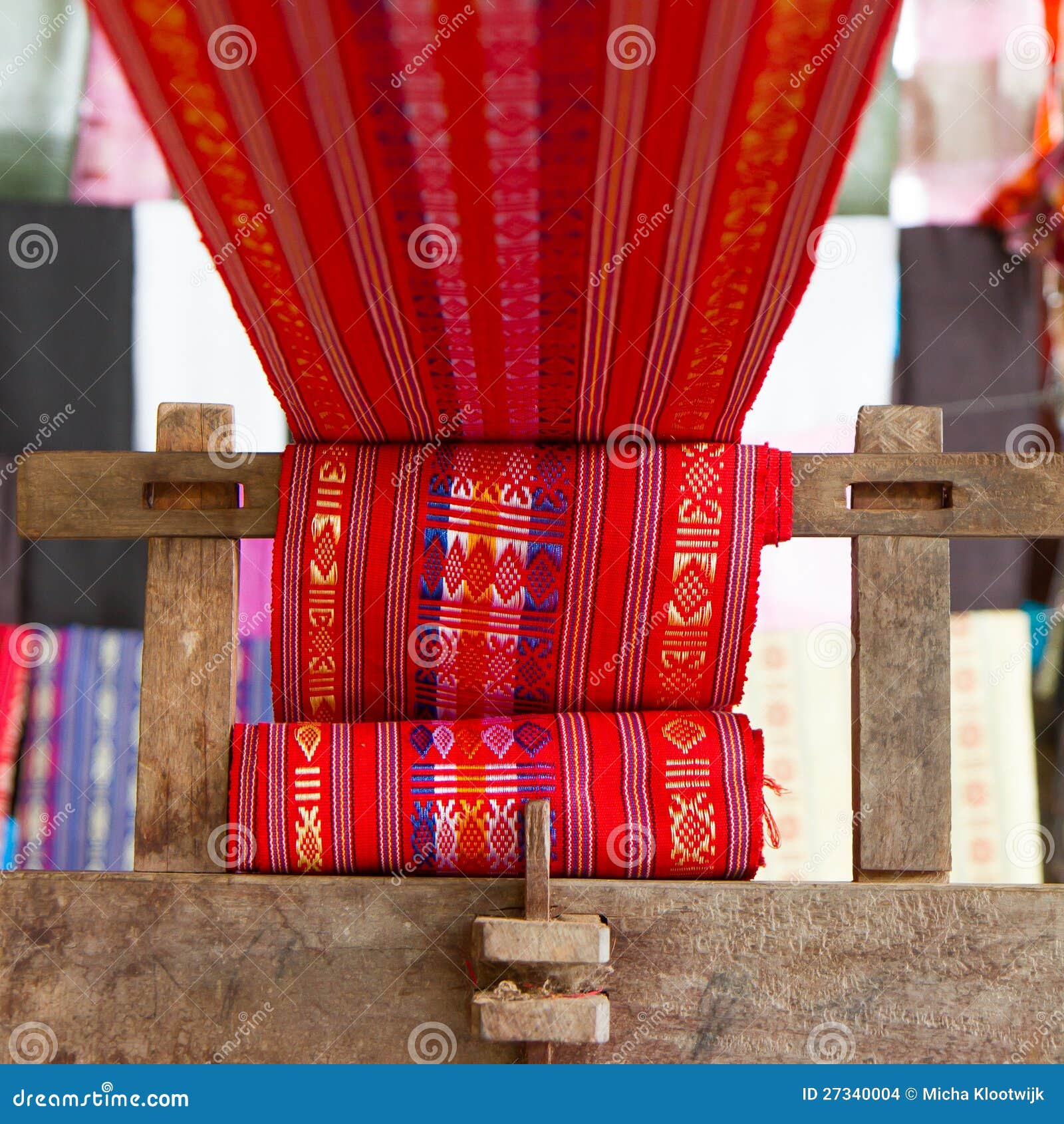 Handmade Silk Textile Industry, Silk Scarf on a Old Machine Stock Photo ...