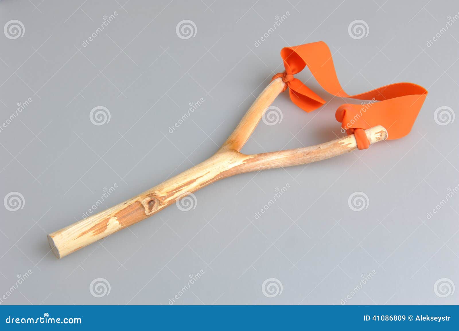 Handmade Slingshot Catapult. Y-shaped Wooden Stick With Elastic Tied ...