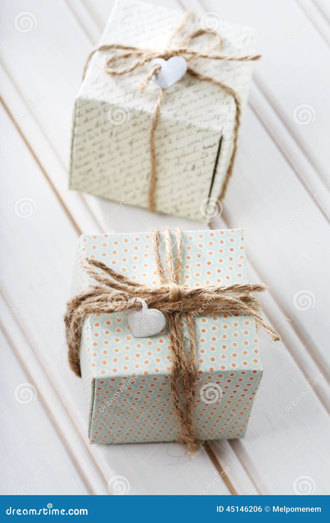 Handmade Small Present Boxes Stock Photo - Image of christmas, ribbon ...