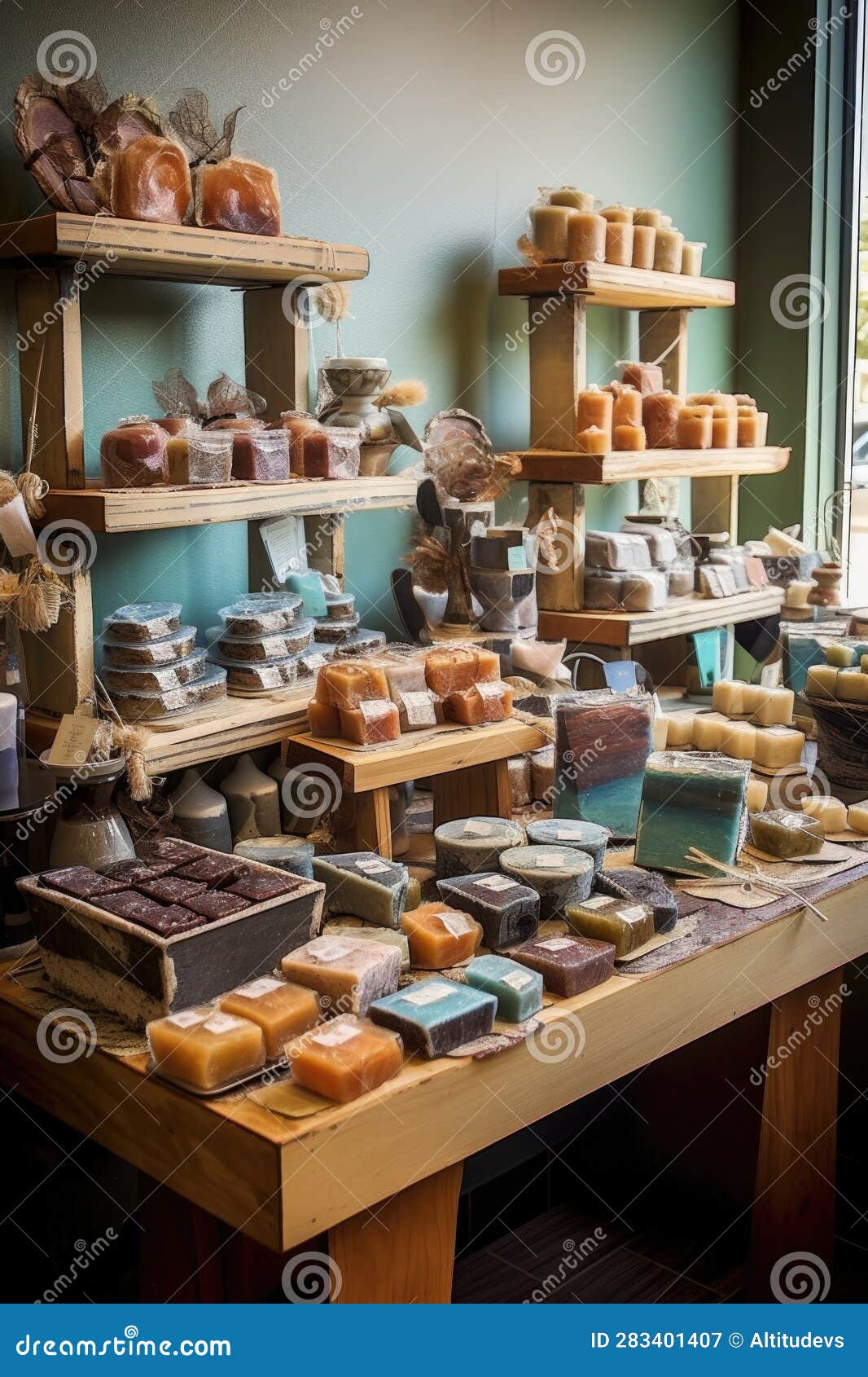 Handmade Soap and Bath Products Display Stock Illustration ...