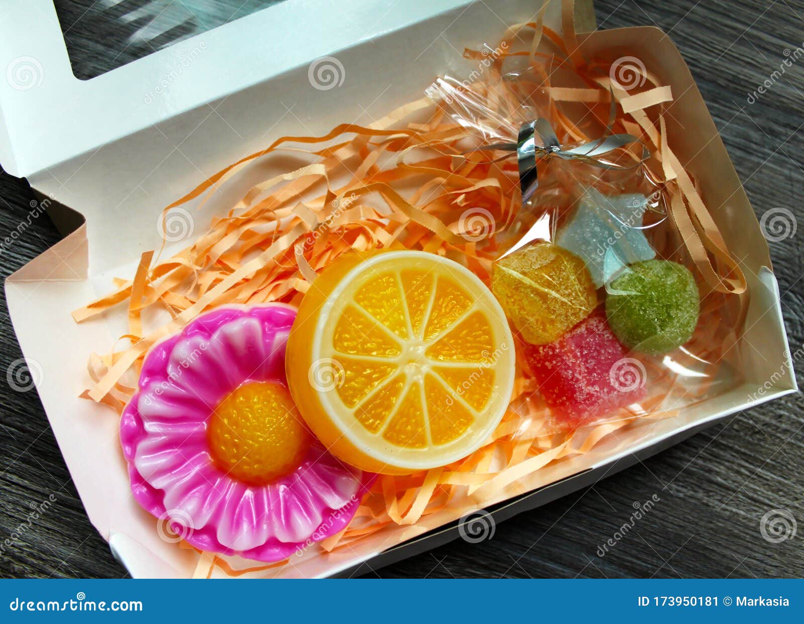 Handmade soap in a box. stock image. Image of colored - 173950181