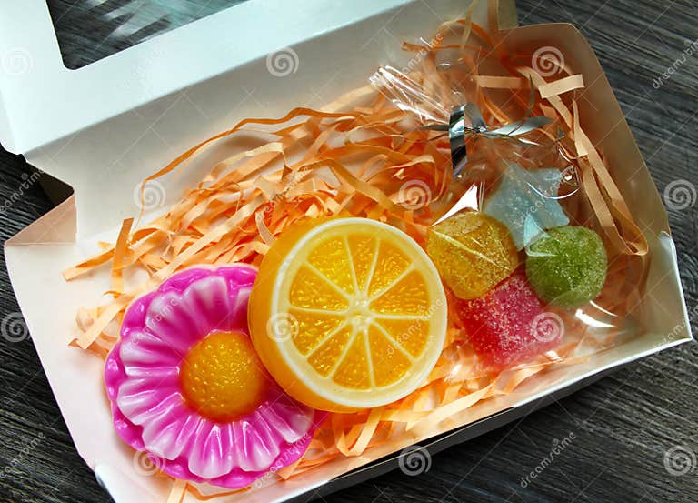 Handmade soap in a box. stock image. Image of colored - 173950181