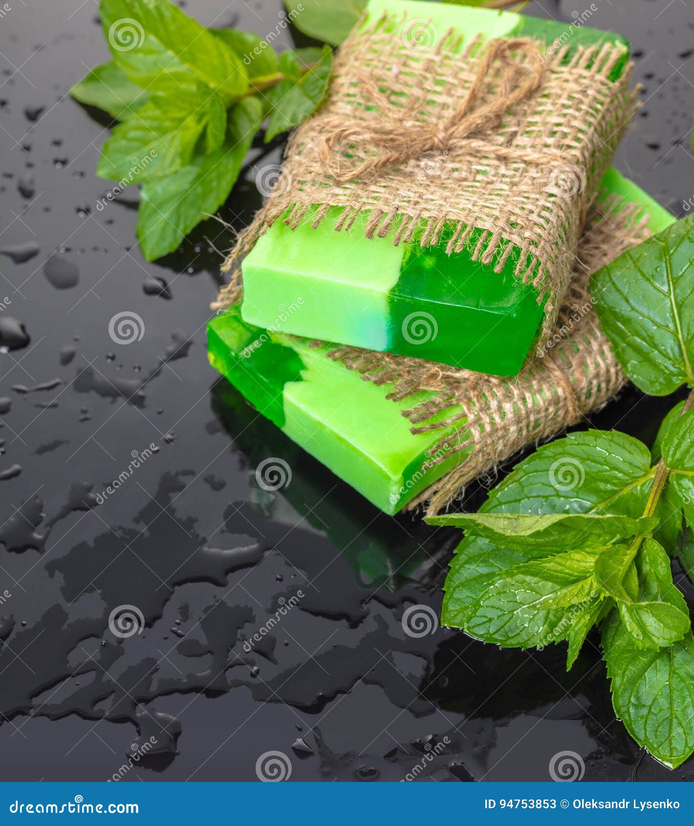 Handmade Soap Green with Mint Leaves Stock Image - Image of cosmetics ...