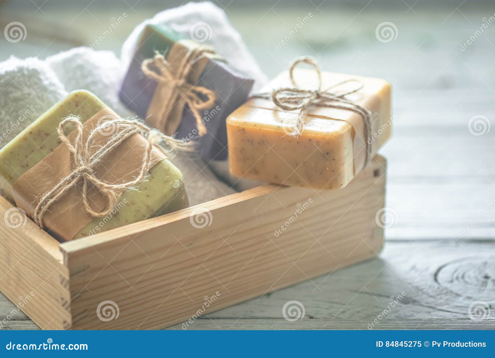 Handmade Soap in Wooden Box Stock Image - Image of rustic, hygiene ...