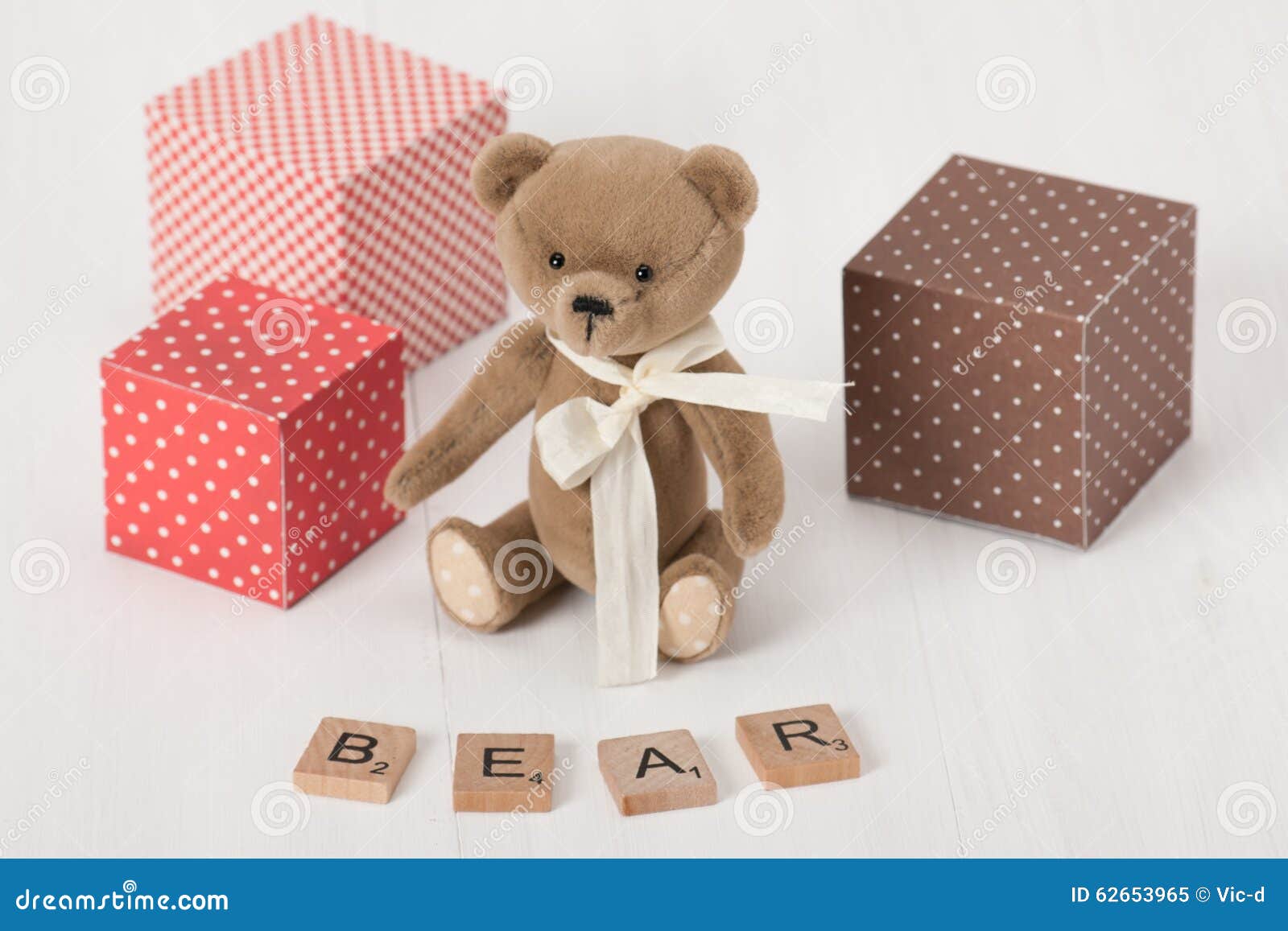 Handmade Soft Toy. Bear Word. Traditional Teddy Stock Image - Image of ...