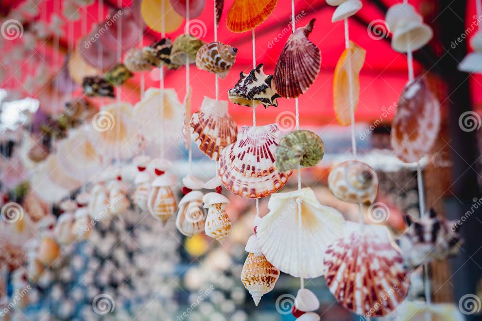 Handmade Souvenir Decorated with Different Sea Shells Stock Photo ...