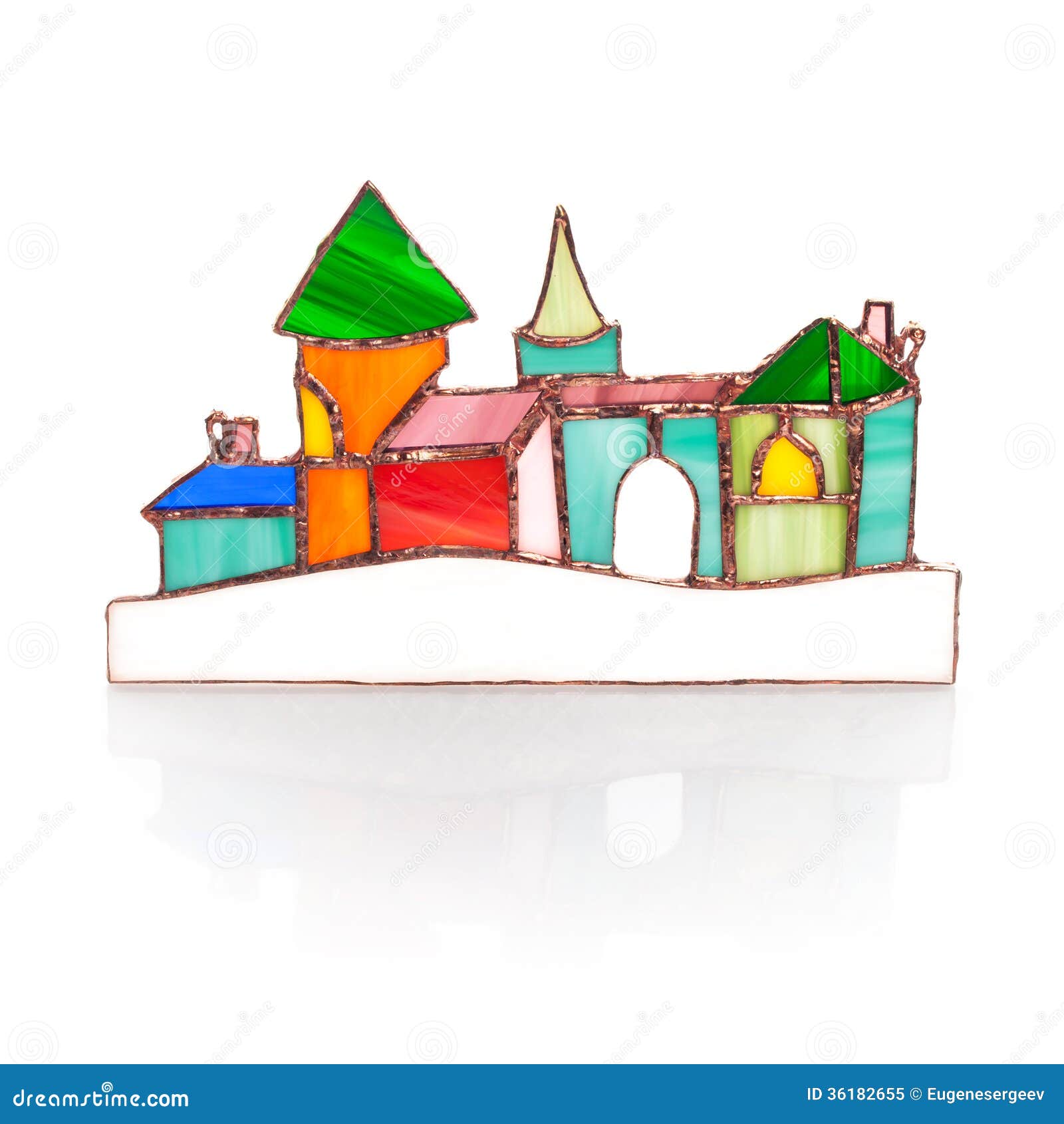 Handmade Stained Glass Castle on White Stock Image - Image of artistic ...