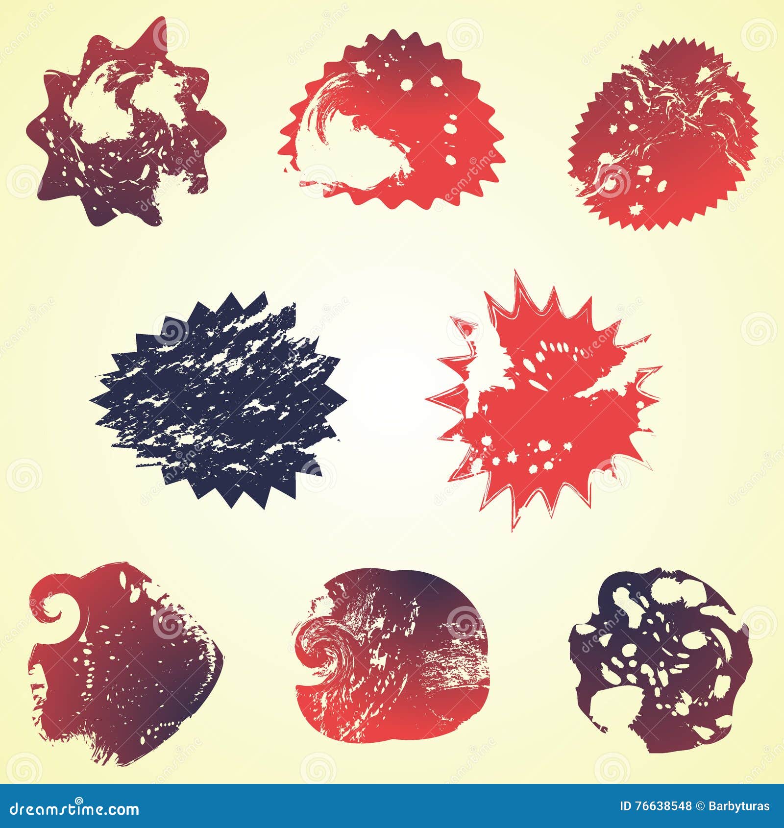 Handmade Stamp Set and Ink Stains, Textures, Abstract Shapes Stock ...