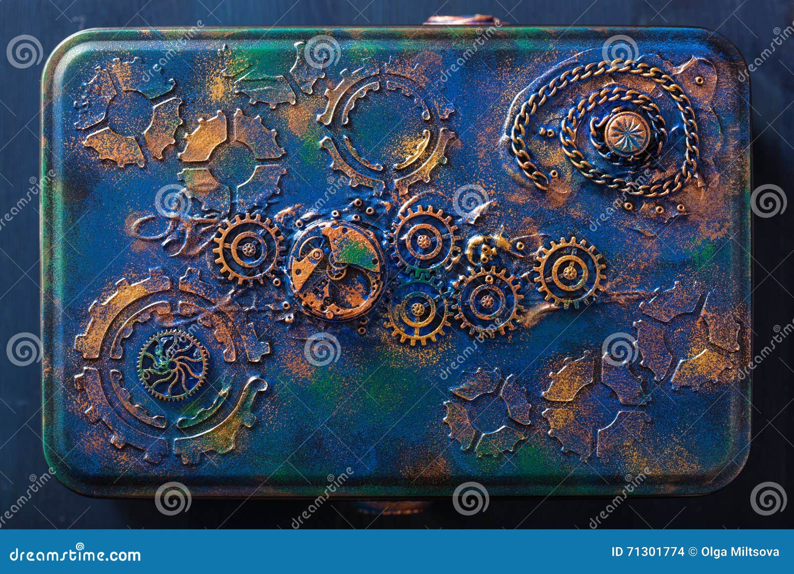 Handmade Steampunk Box with Mechanical Cogs Wheels Clockwork Stock ...