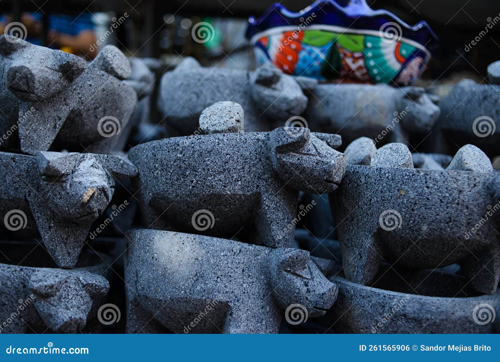 Handmade Stone Molcajete in the Shape of a Pig. Stock Photo - Image of ...