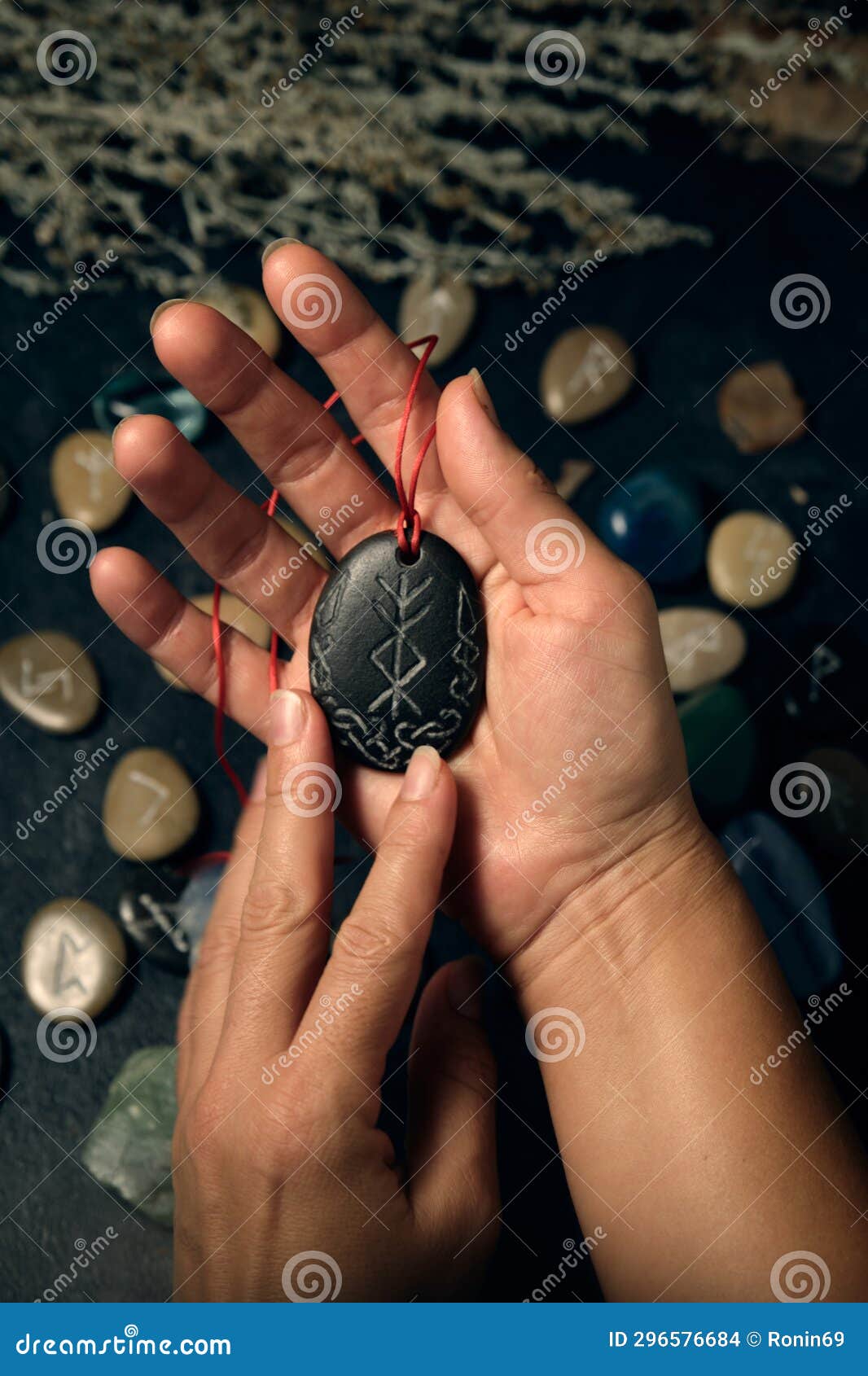 Stone Runic Talisman for Good Luck in Your Hand Stock Photo - Image of ...