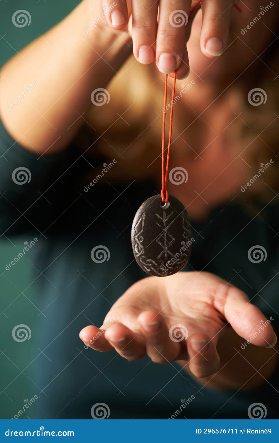 Stone Runic Talisman for Good Luck in Your Hand Stock Image - Image of ...