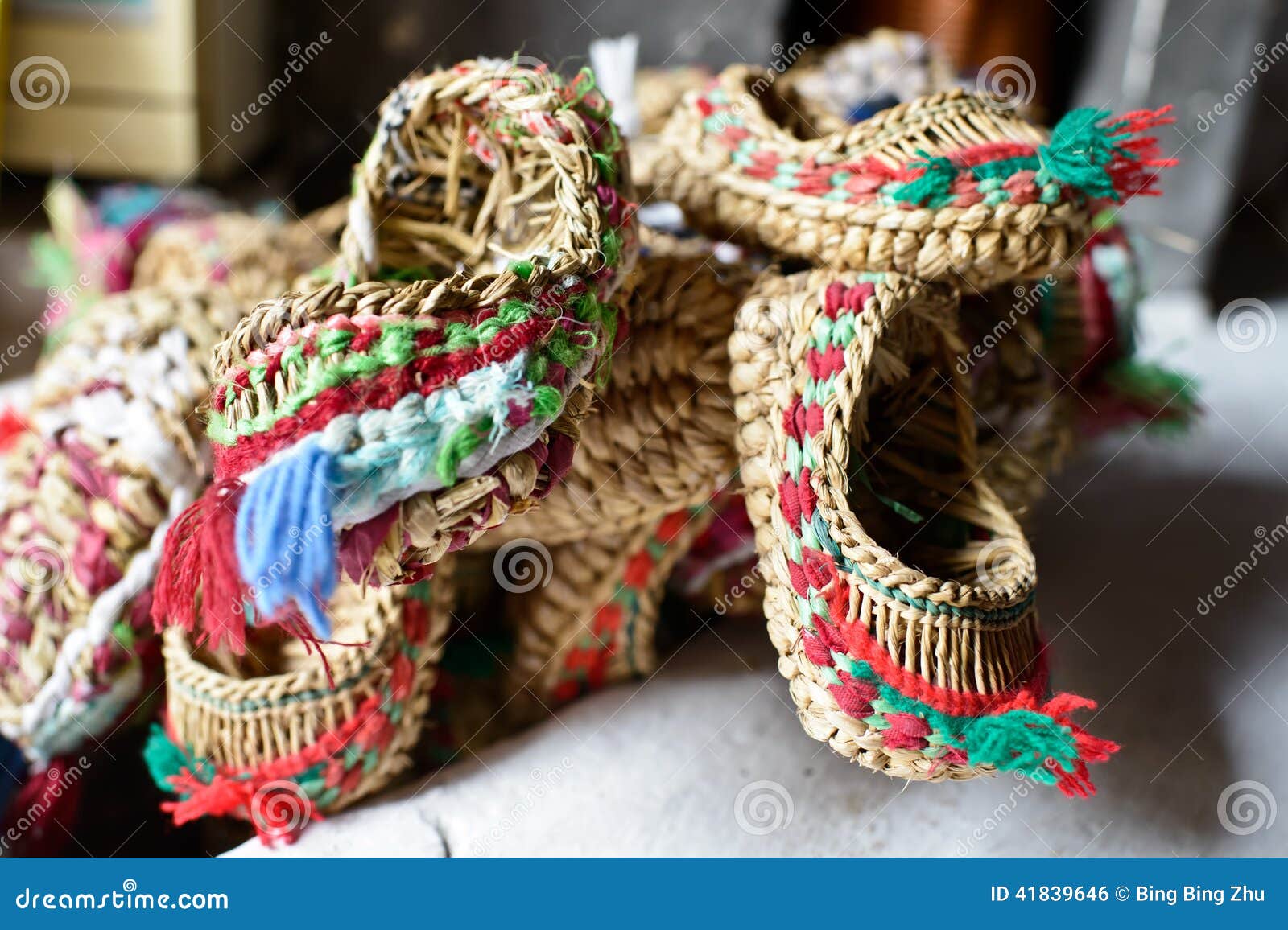 Handmade straw sandals stock photo. Image of architecture - 41839646