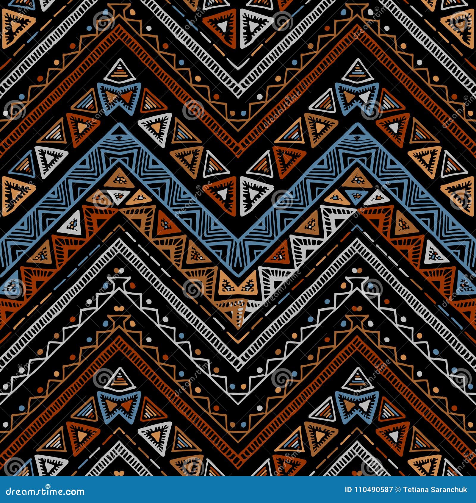 Stripes Bright Tribal Seamless Pattern with Zigzag Stock Vector ...