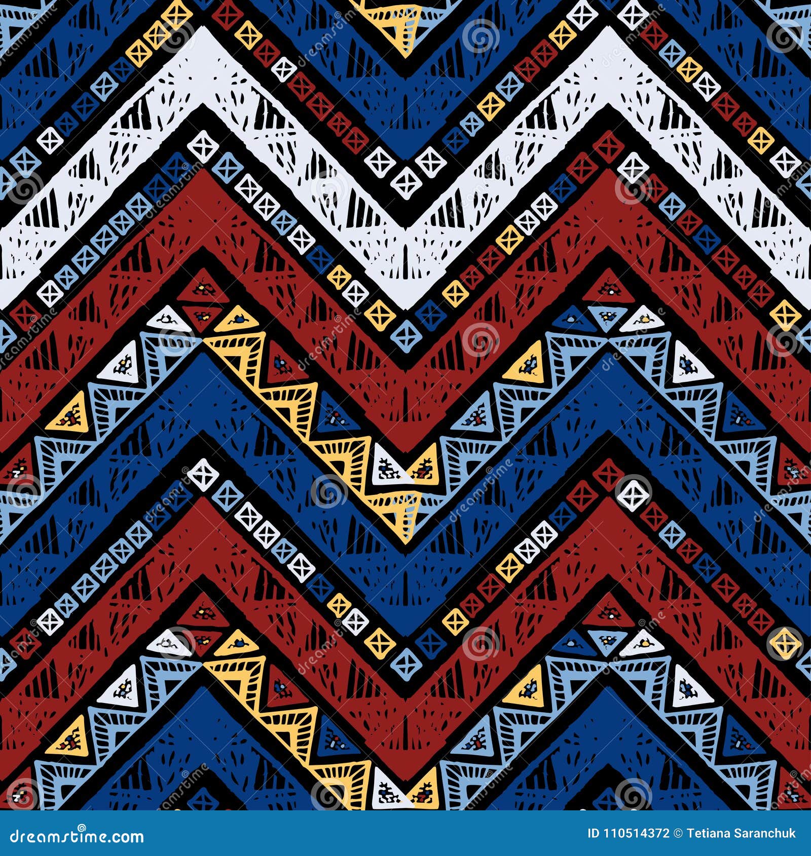 Stripes Bright Tribal Seamless Pattern with Zigzag Stock Vector ...