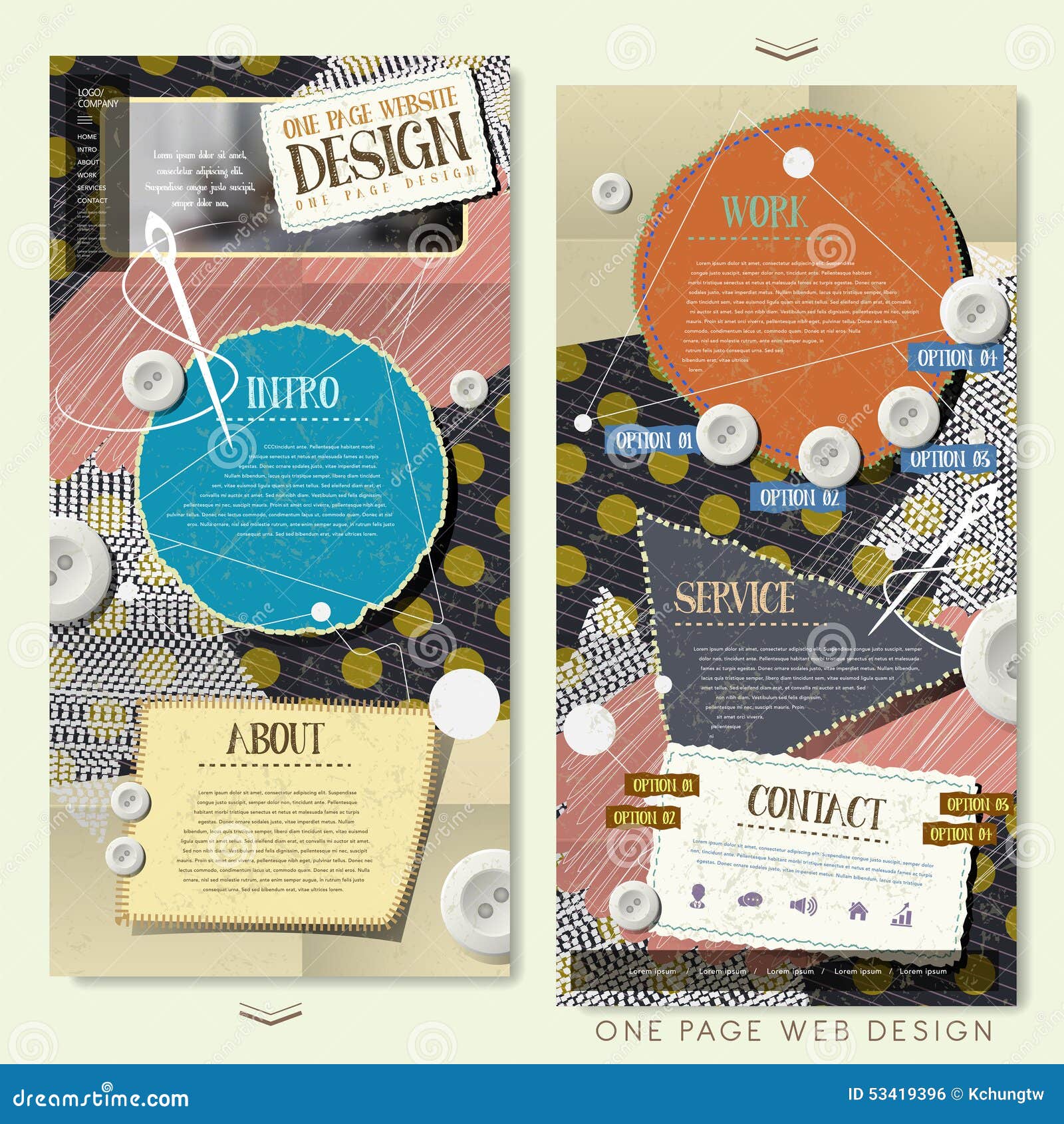 Handmade Style One Page Website Template Design Stock Vector ...