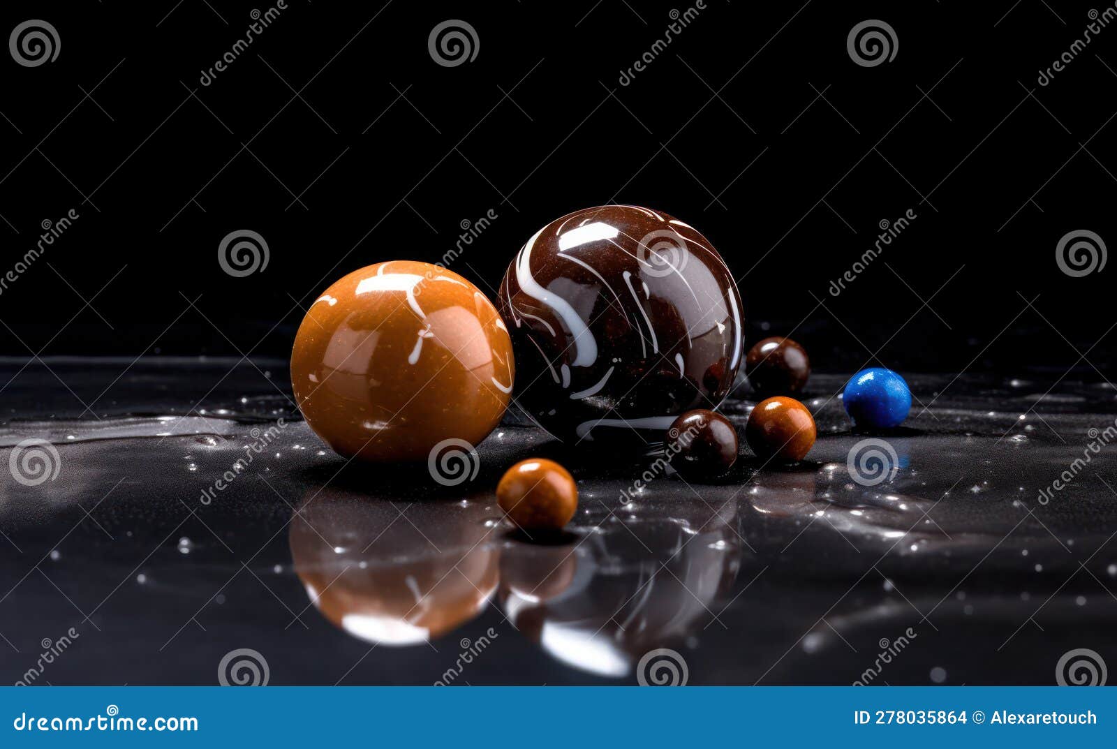 Handmade Sweets on Black Marble. High Art Stock Photo - Image of piece ...