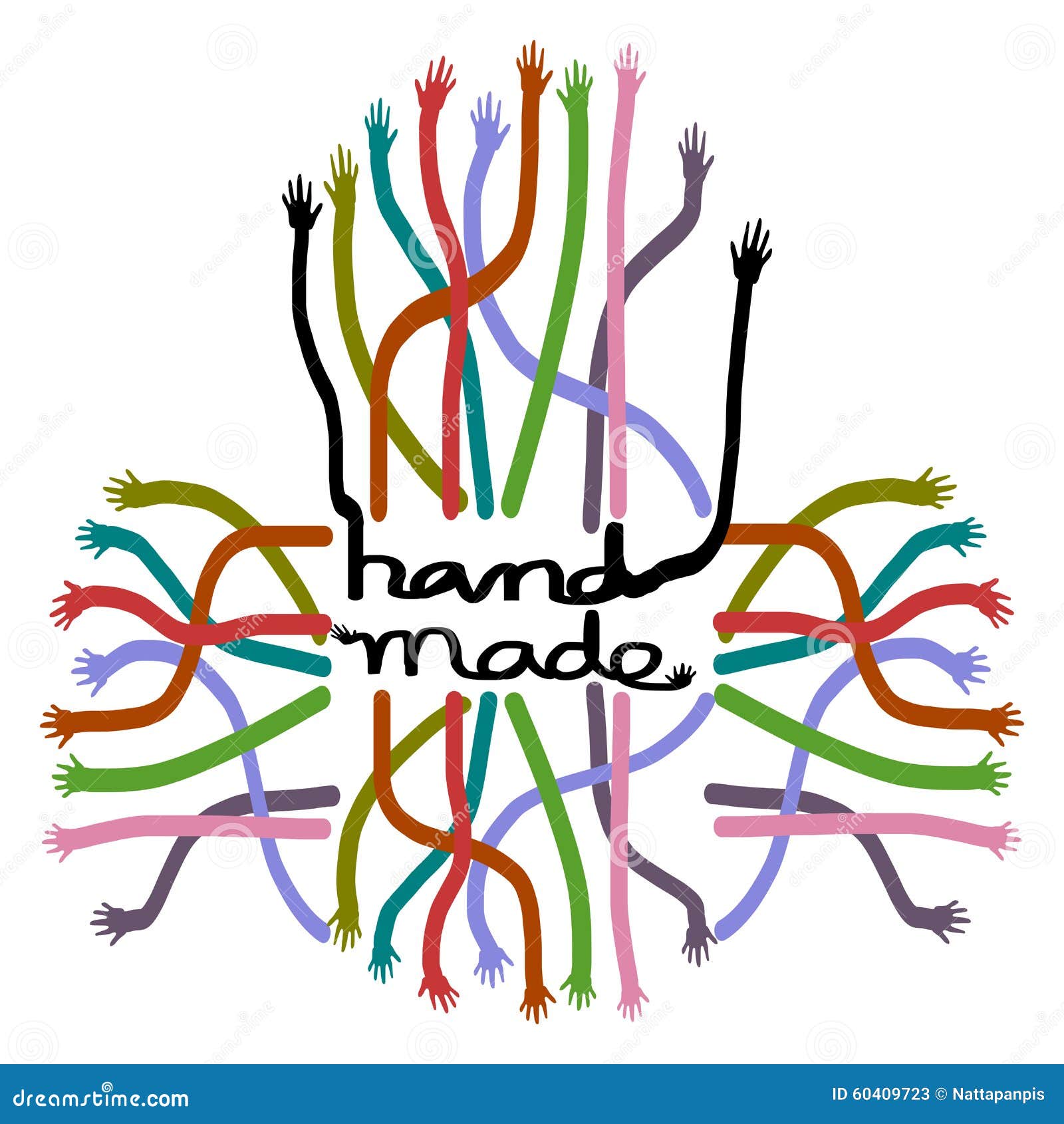 Handmade Symbol, Handmade Label, Colorful Hand Stock Illustration ...