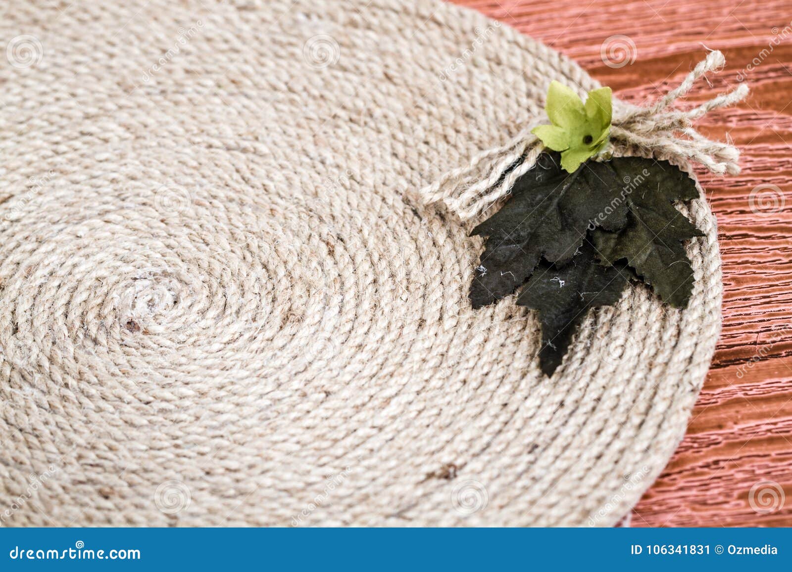 Handmade Table Mat of Jute Rope Twisted in a Spiral Form Stock Image ...