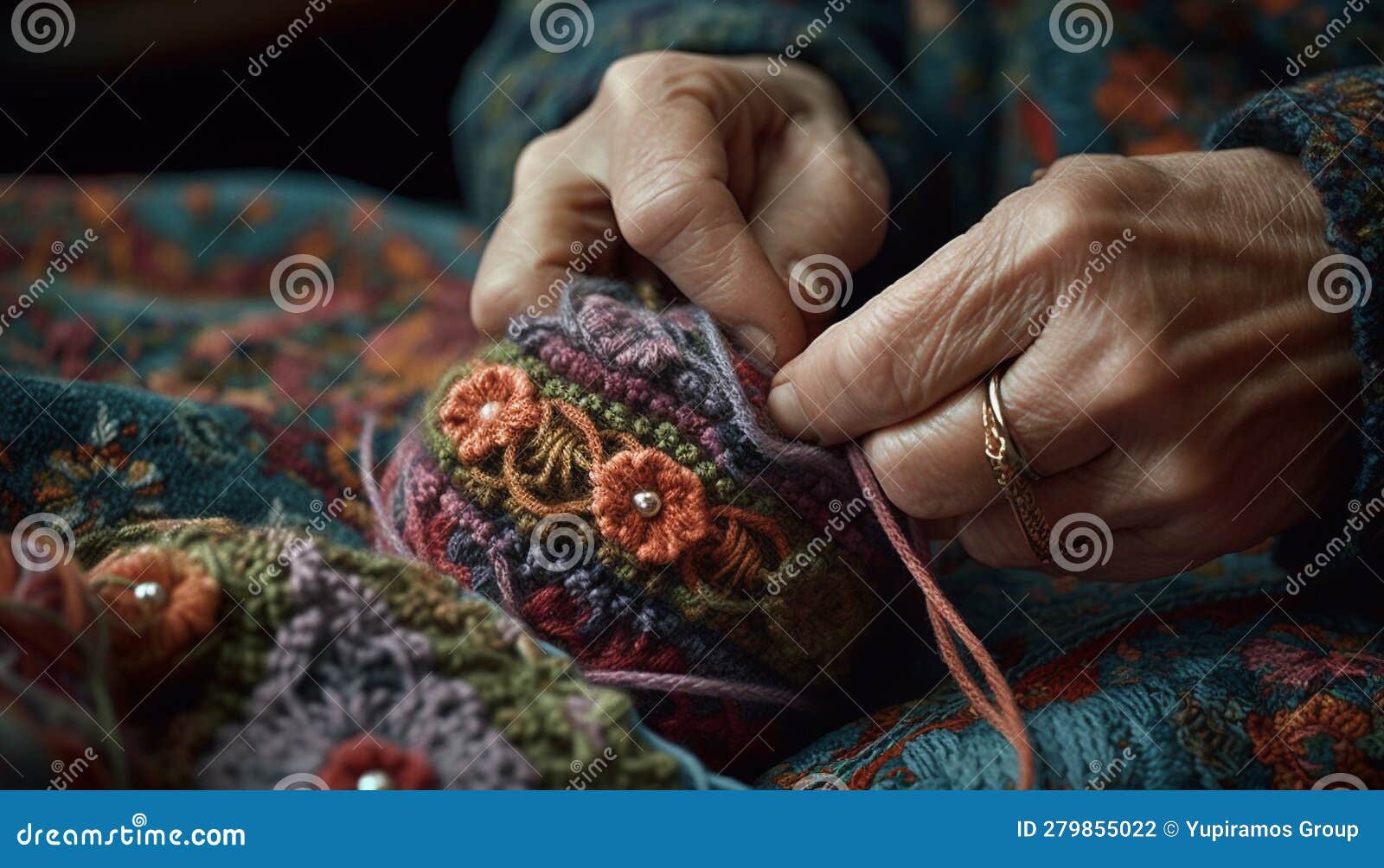 Handmade Textile Pattern Woven by Skilled Senior Woman Using Multi ...