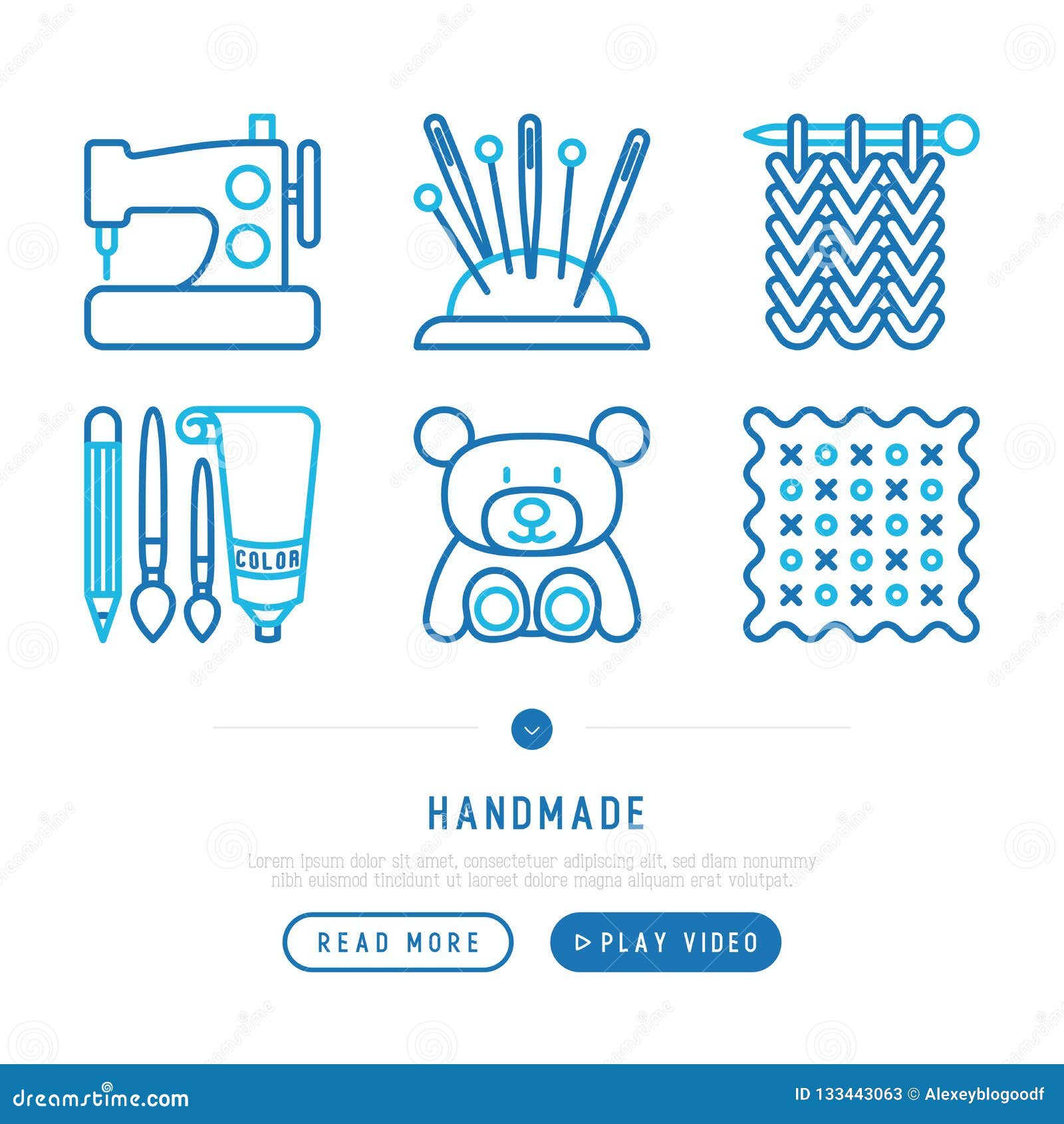 Handmade Thin Line Icons Set Stock Vector Illustration Of Toys