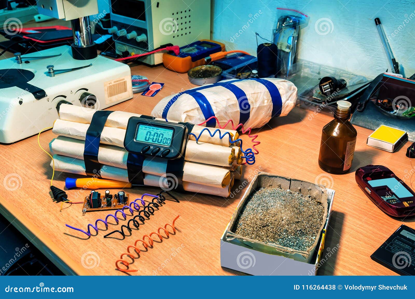 Handmade Time Bomb in Workshop Stock Photo - Image of destruction ...