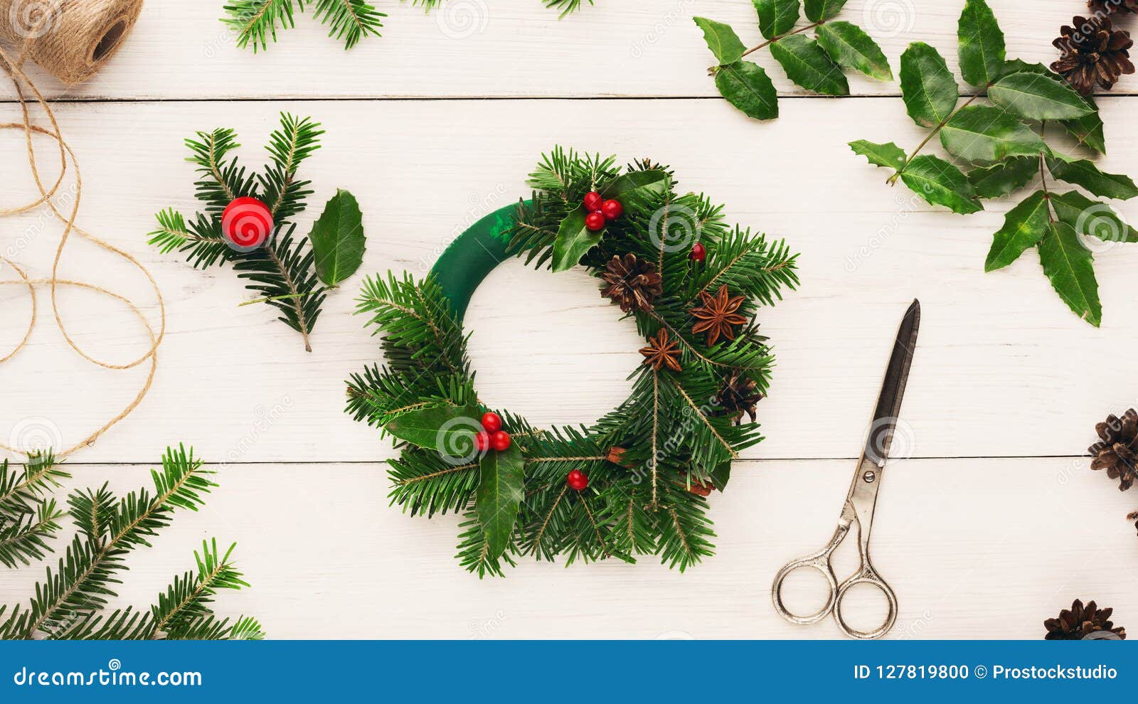 Handmade Tools for Making Christmas Wreath Stock Photo - Image of ...