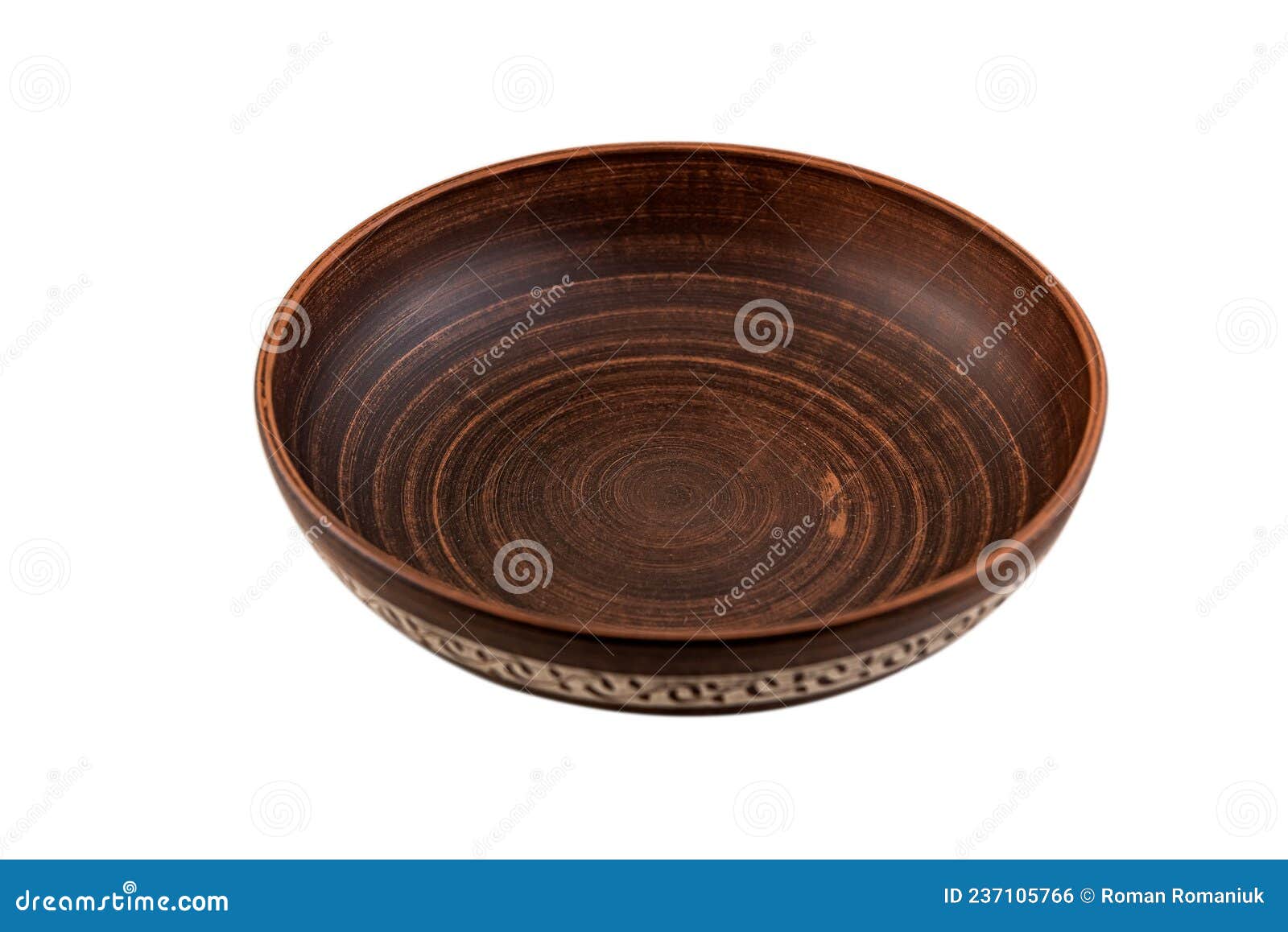 Handmade Traditional Brown Clay Plate Isolated Stock Photo - Image of ...