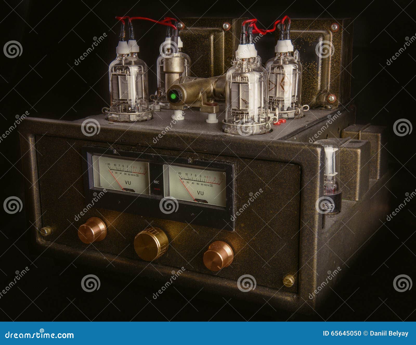 Tube Amplifier For Guitar With Black Guitar, Glass Of Beer And Smoking ...
