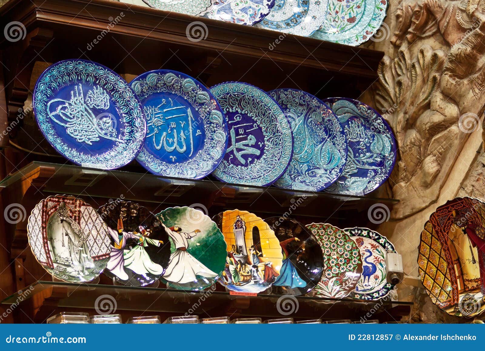 Handmade turkish plates. stock image. Image of bazaar - 22812857