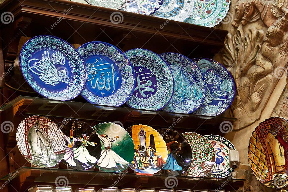 Handmade turkish plates. stock image. Image of bazaar - 22812857