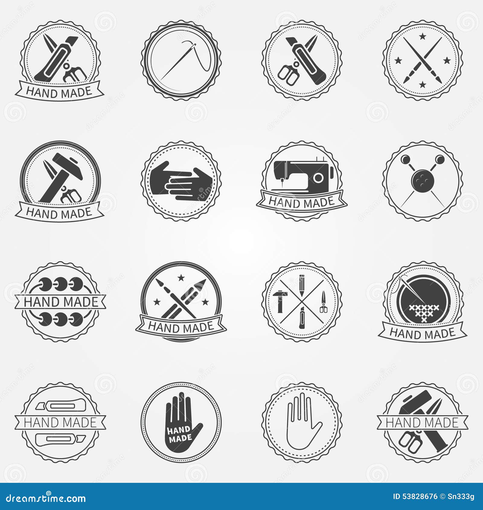 Handmade Vector Badges or Labels Stock Vector - Illustration of button ...