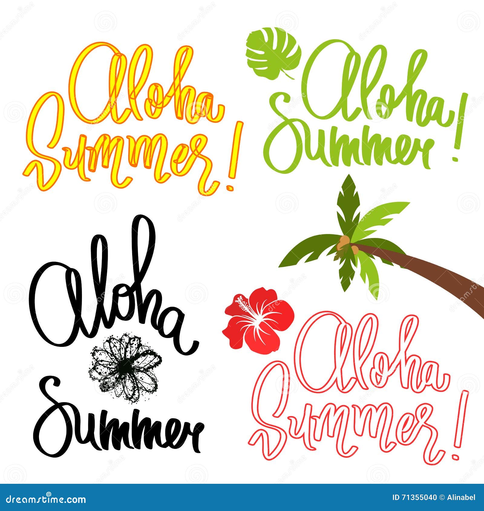 Handmade Vector Calligraphy and Text Aloha Summer Stock Vector ...