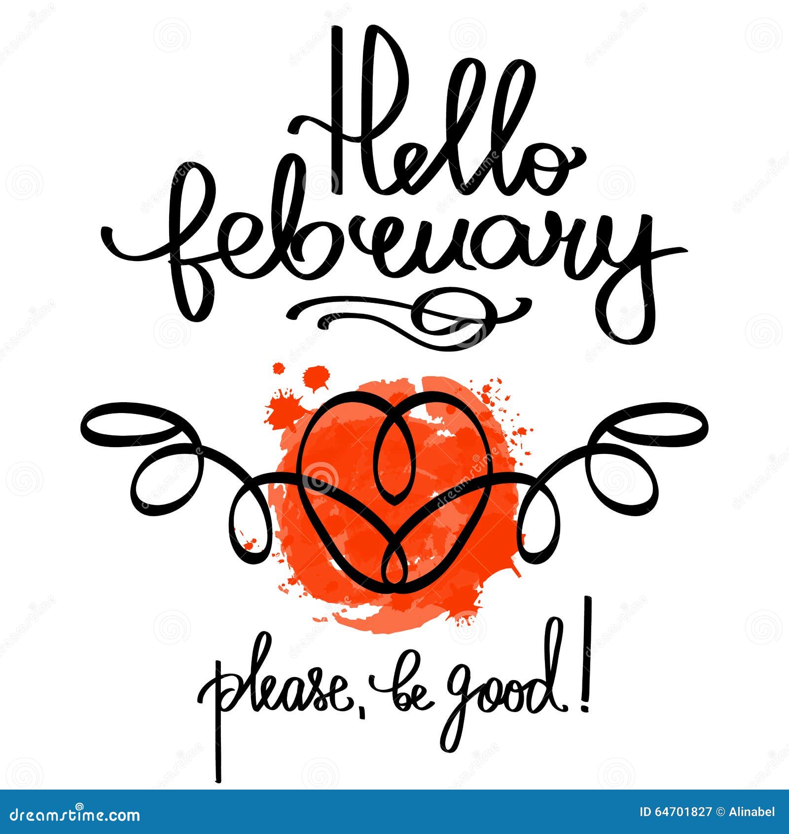Handmade Vector Calligraphy and Text Hello February Stock Vector ...