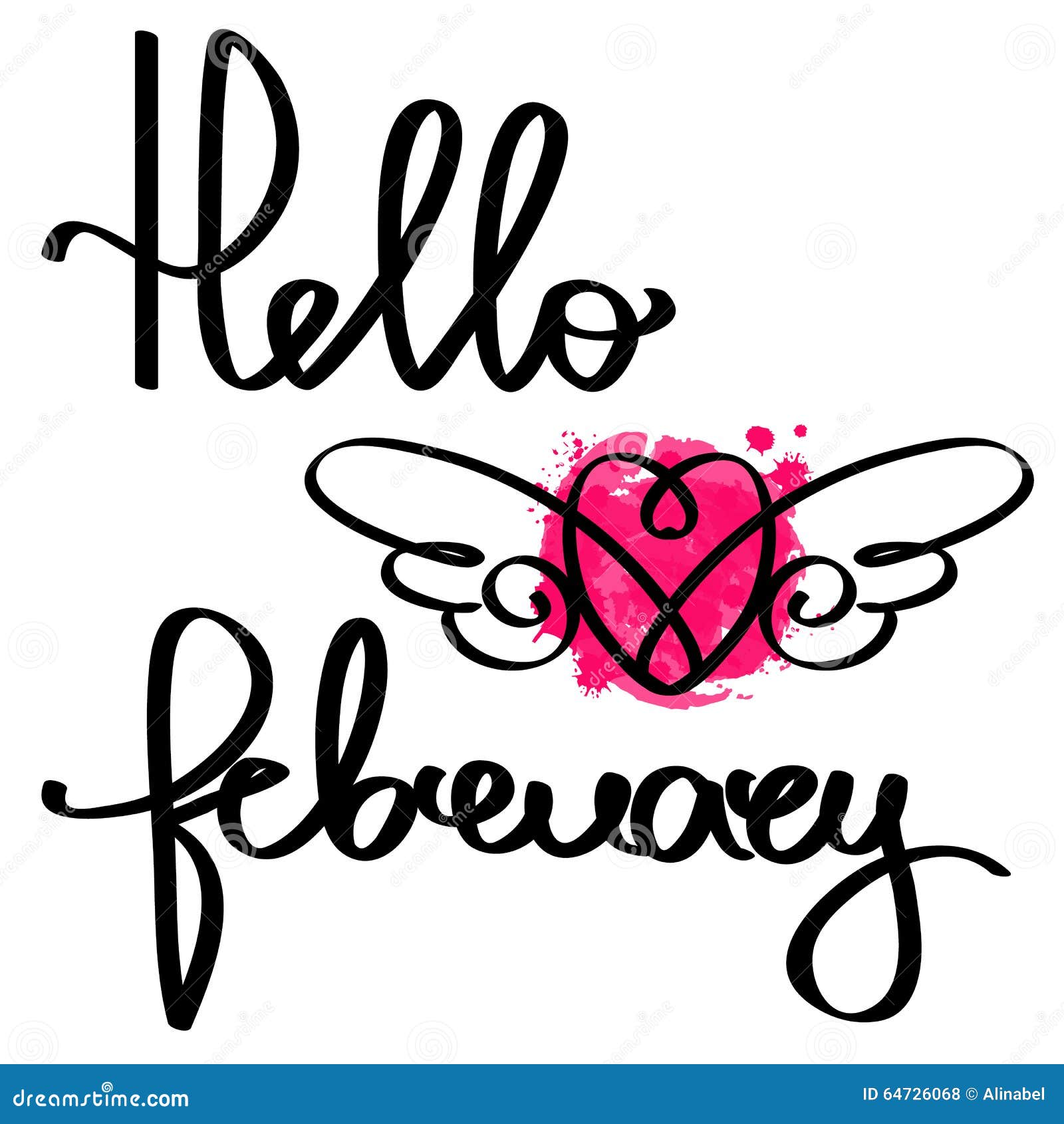Handmade Vector Calligraphy and Text Hello February Stock Vector ...
