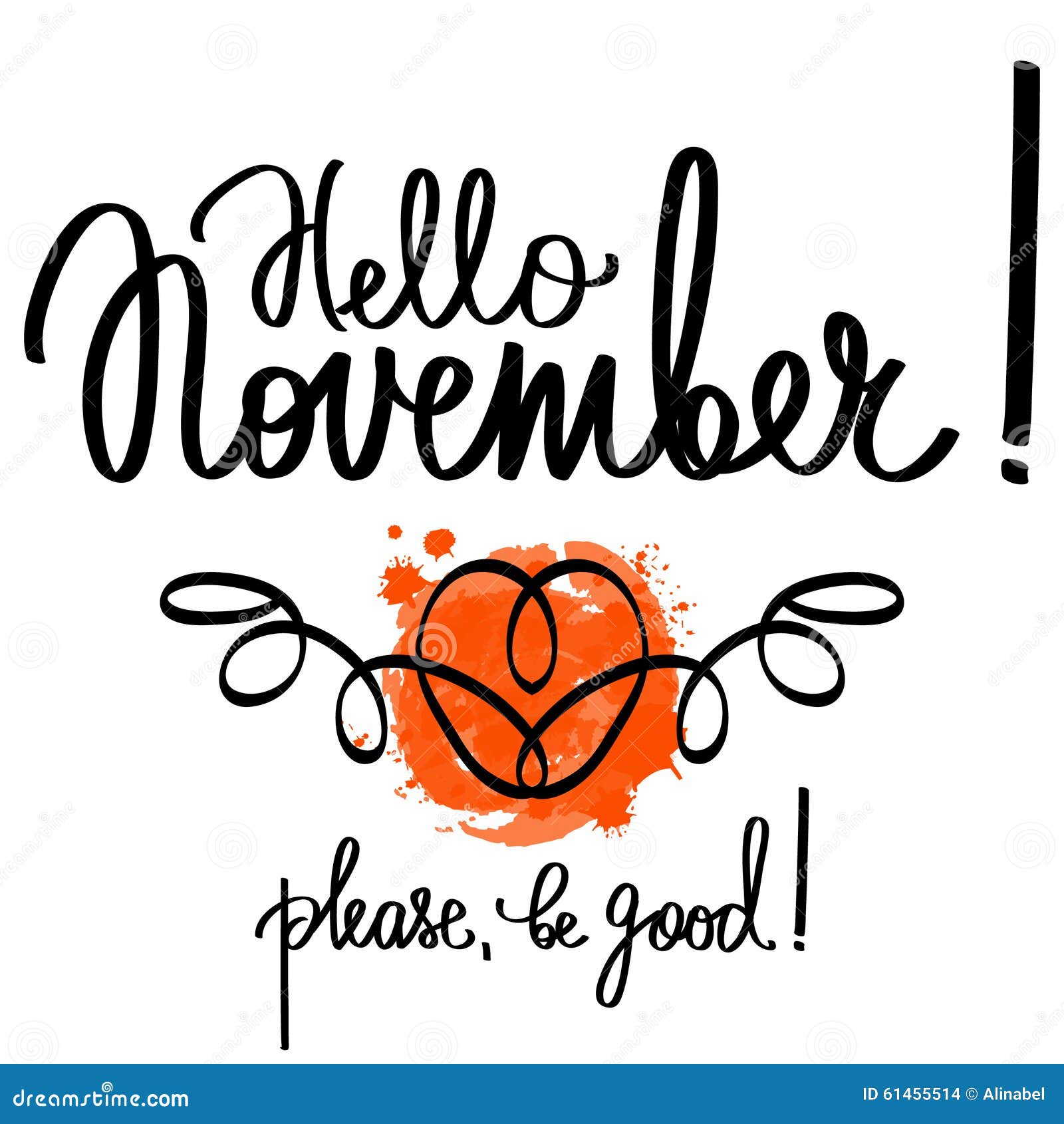 Handmade Vector Calligraphy and Text Hello November Stock Vector ...