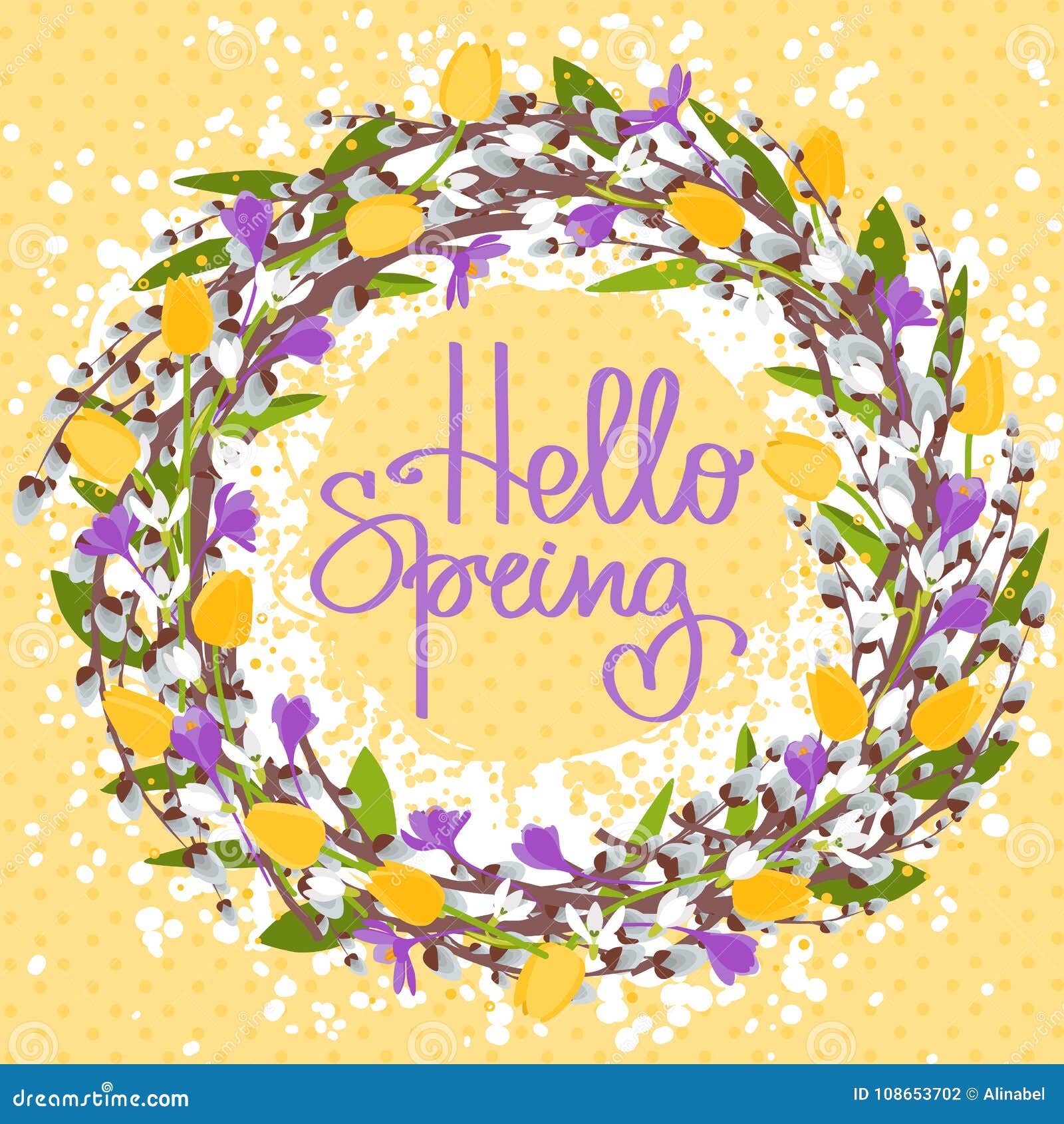 Handmade Vector Calligraphy and Text Hello Spring Stock Vector ...