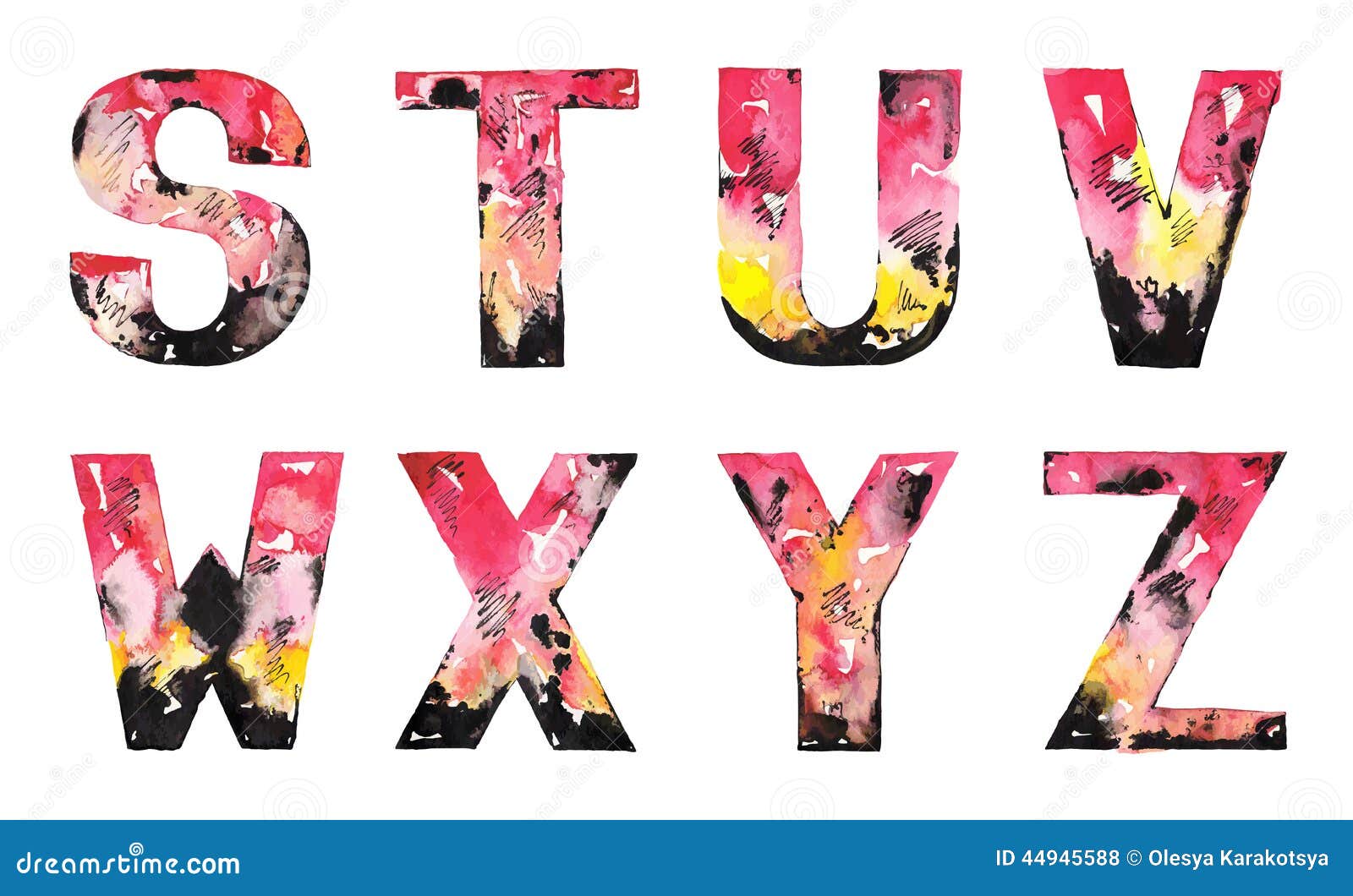 Handmade Watercolor Alphabet Design Stock Vector - Illustration of ...