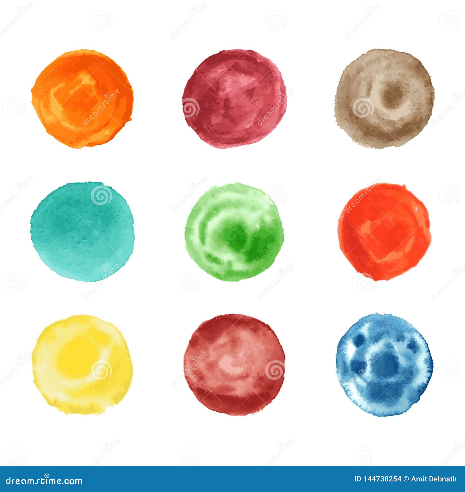 Handmade Watercolor Round Circle Style Texture Artwork Collection Stock ...