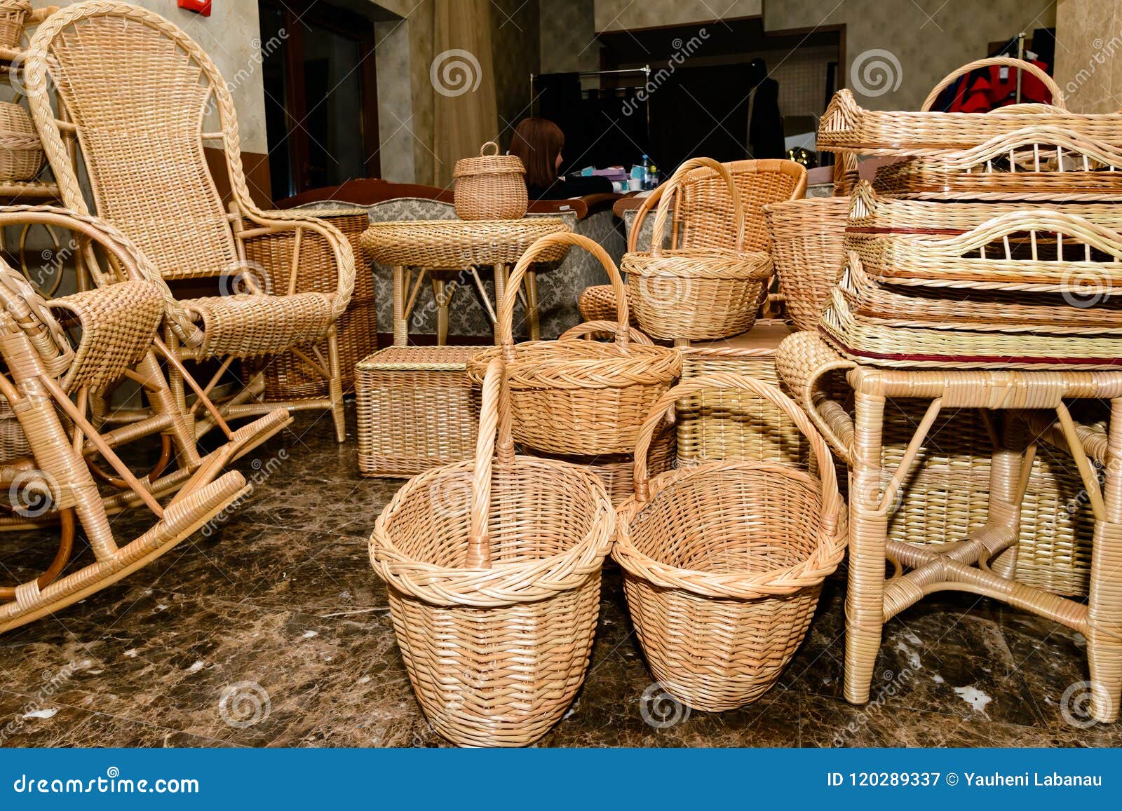 Handmade Wicker Baskets at Room Stock Image - Image of market, easter ...