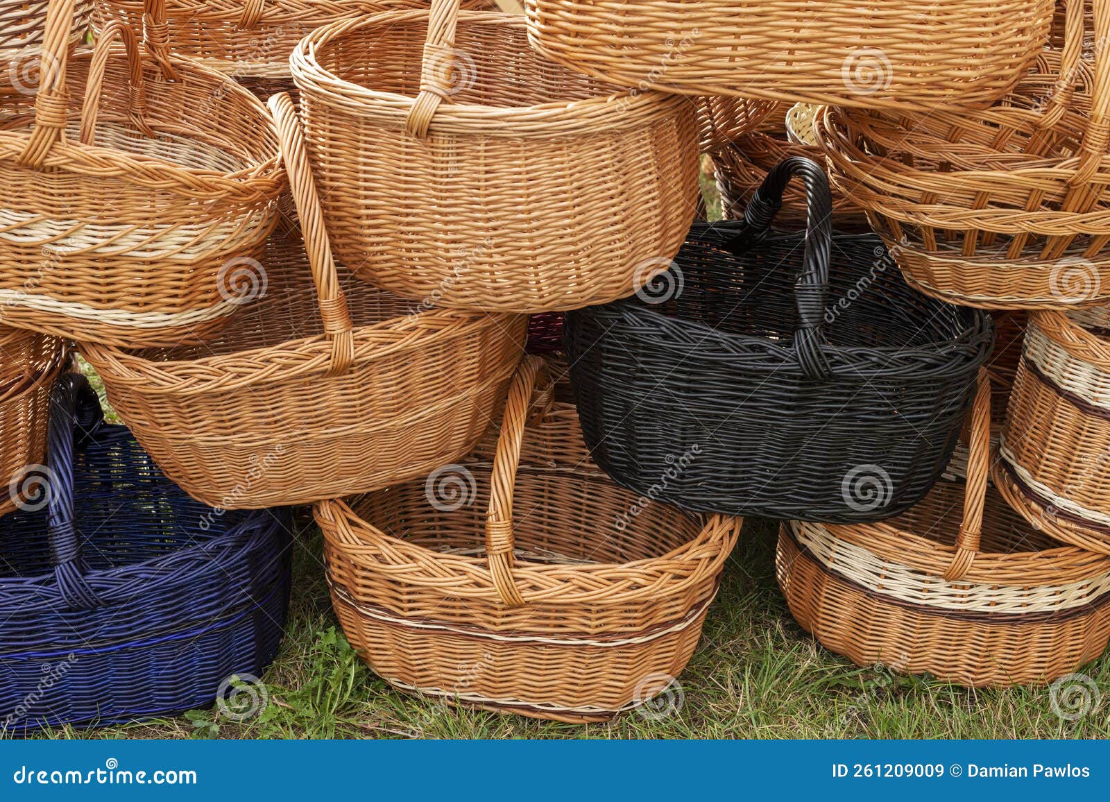 Handmade Wicker Baskets. Traditional Woven Containers Made by Hand from ...