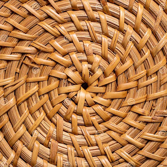 Handmade Wicker Round Basket with Close-up Pattern Stock Image - Image ...
