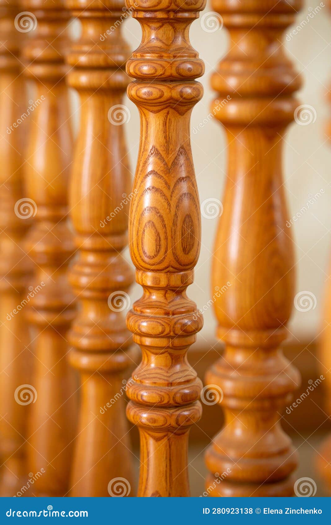 Handmade Wood Balusters with Pattern Interior Stock Photo - Image of ...