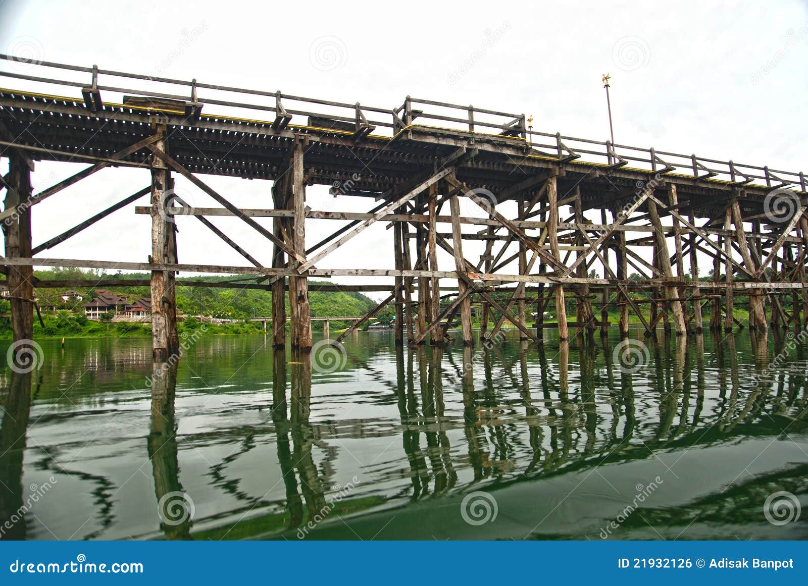 Handmade Wood Bridge Made by Burmese Stock Photo - Image of landscape ...