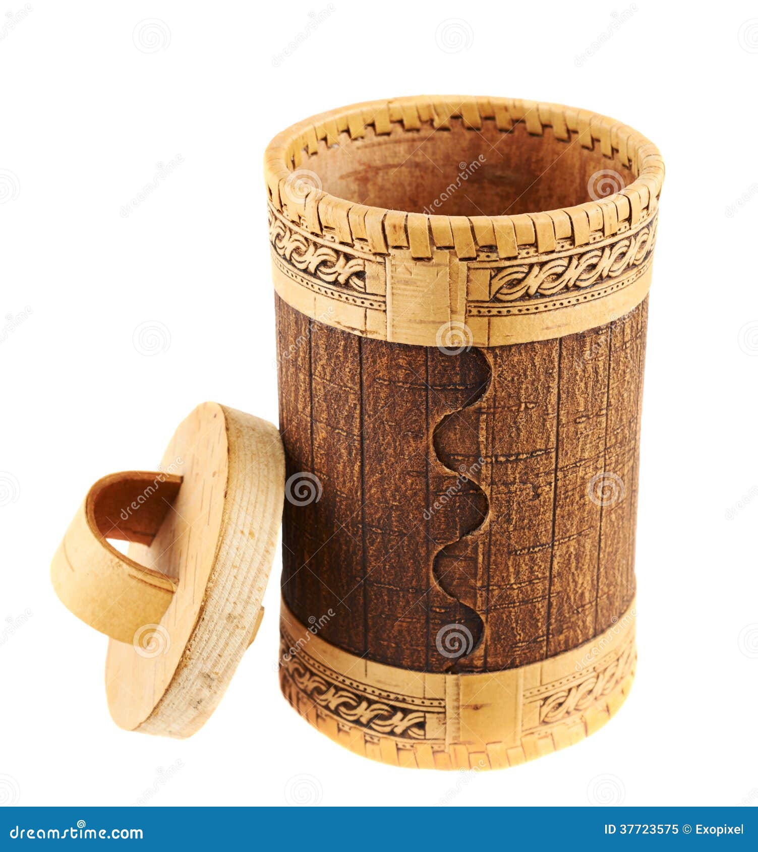 Handmade Wooden Cylindrical Case Stock Image - Image of cover ...