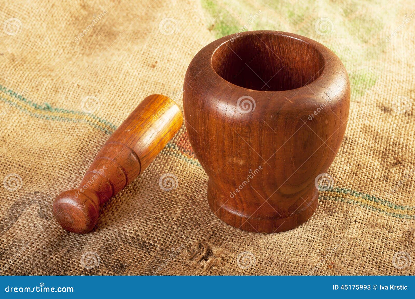Handmade wooden mortar stock image. Image of vase, brown - 45175993